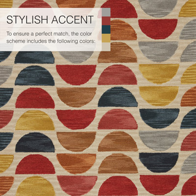 Corrigan Studio® Beaman Geometric Handmade Tufted Wool Red/Black/Orange ...