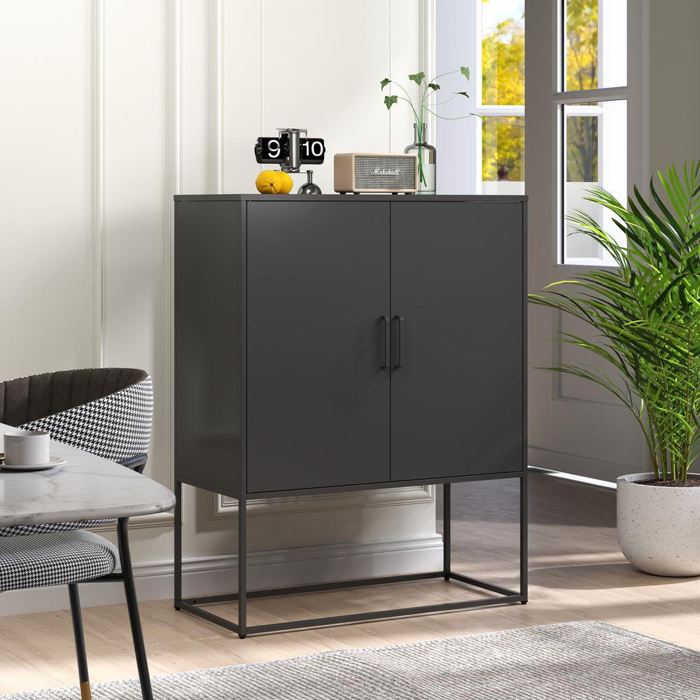 17 Stories Modern Free Standing Heavy Duty Metal Buffet Sideboard With ...