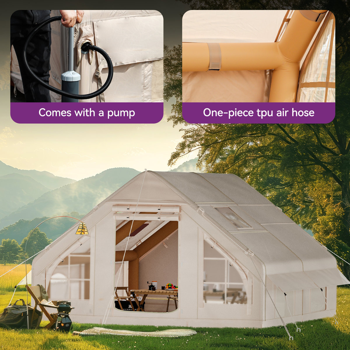 Balconera Inflatable Camping Tent, Waterproof Blow Up Tent with ...