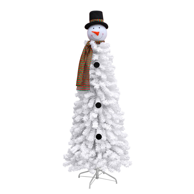 The Holiday Aisle® Snowman 6' Artificial Pine Christmas Tree & Reviews ...