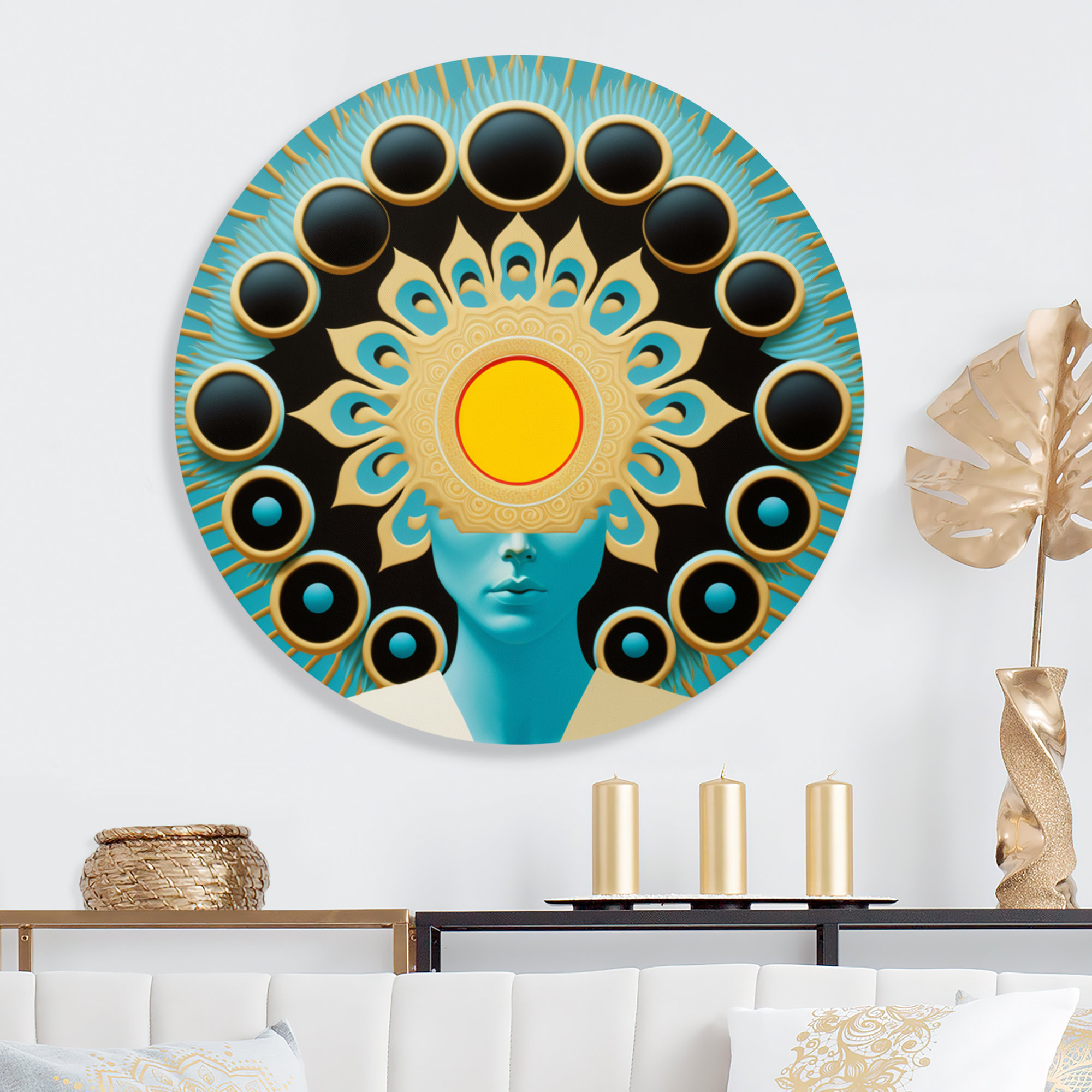 Bungalow Rose Goddess Oracle Efflorescence VI - Modern Abstract Round ...