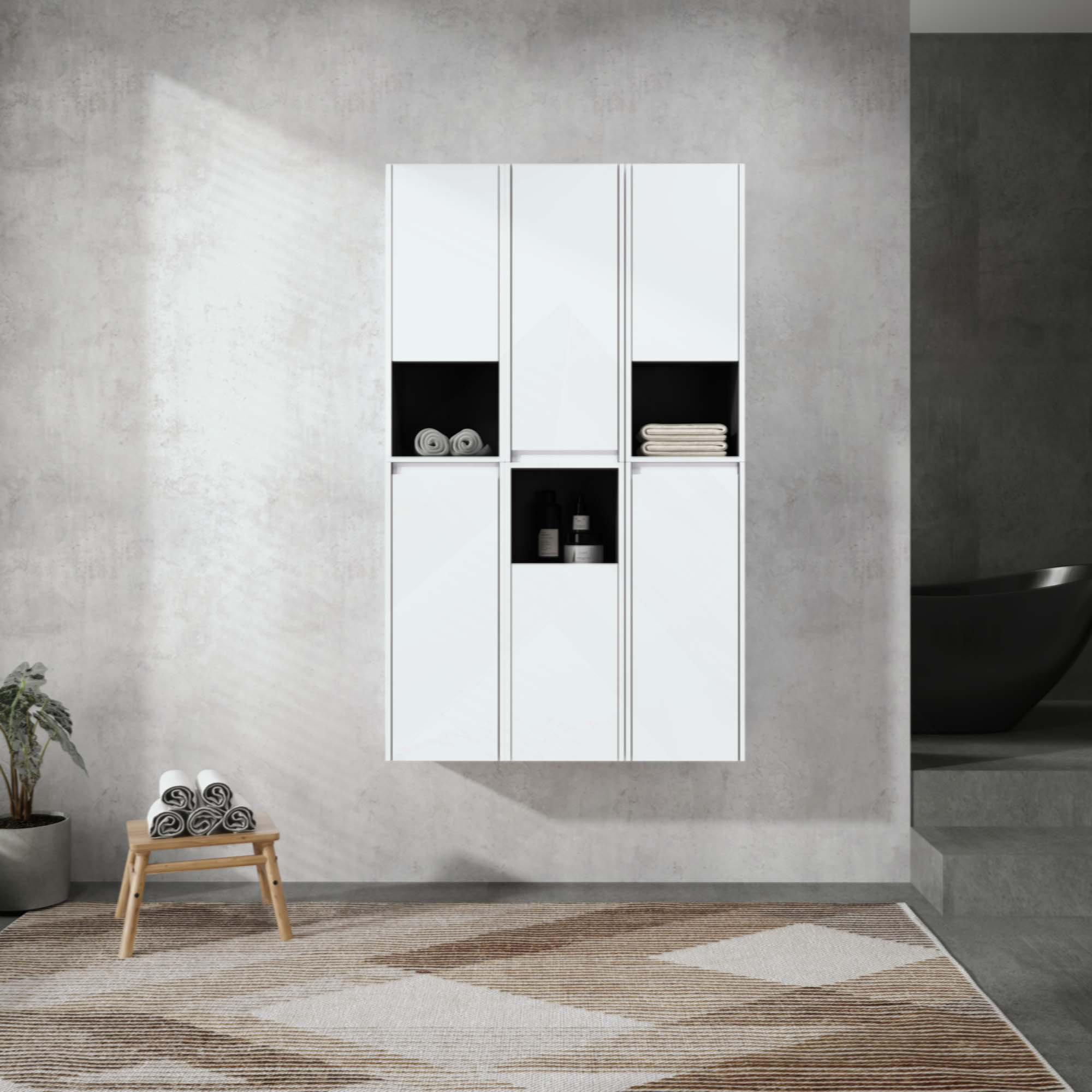 Wrought Studio™ Bathroom Side Cabinet,6-Soft Close Doors,Float Mounting ...