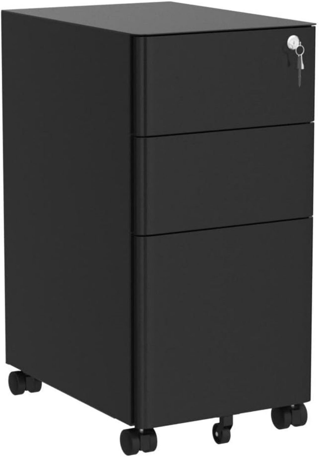 Latitude Run® 3-Drawer Slim File Cabinet With Lock, Mobile Metal Office ...