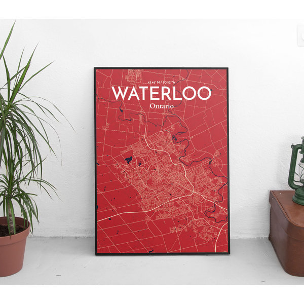 OurPoster.com Waterloo City Map On Paper Graphic Art | Wayfair