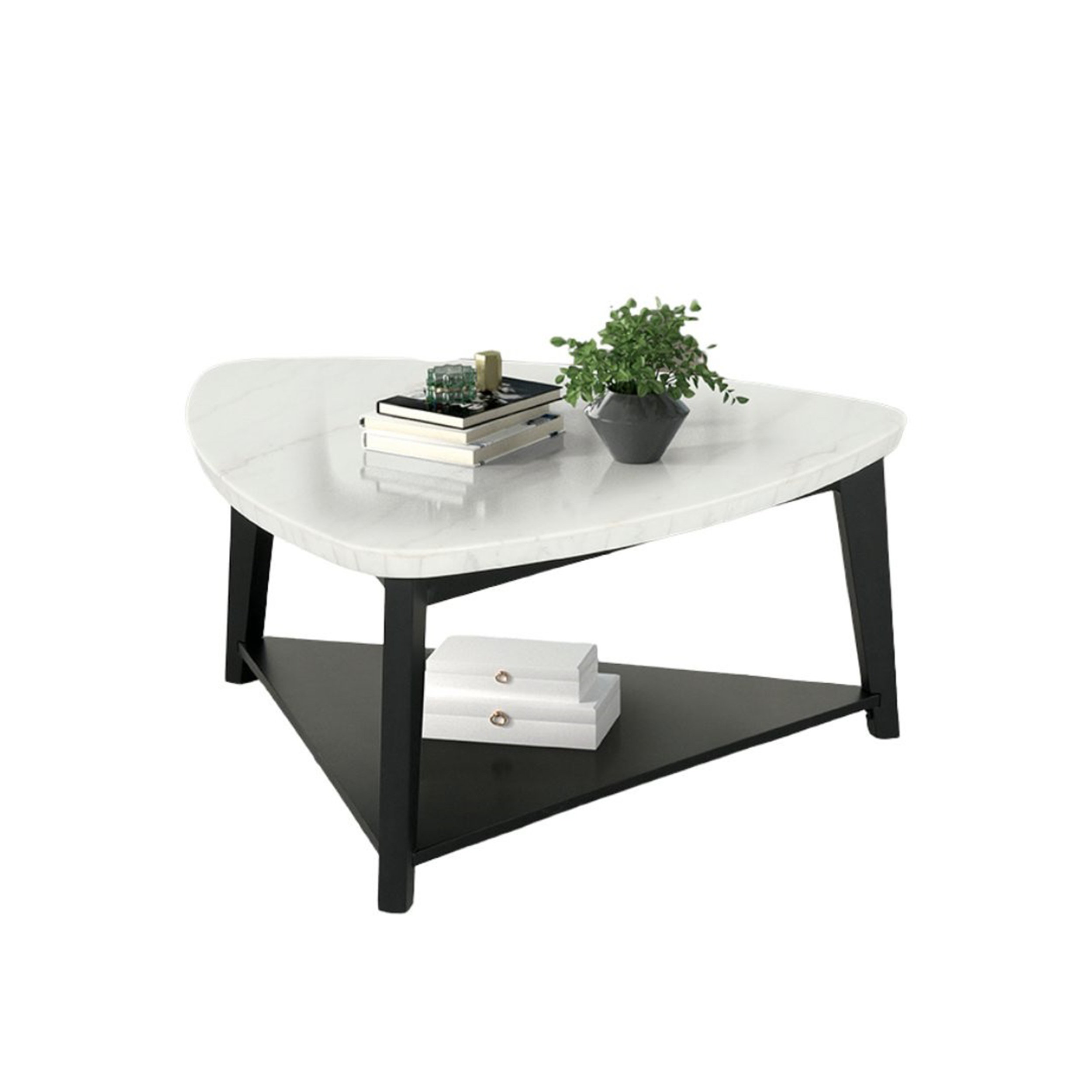 Ivy Bronx Contemporary Style Triangle Coffee Table Bottom Storage Space ...