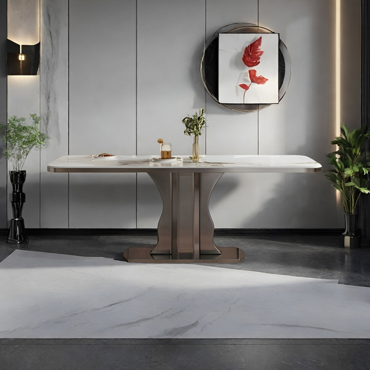 Elamer High-end rectangular rock slab dining table | Wayfair