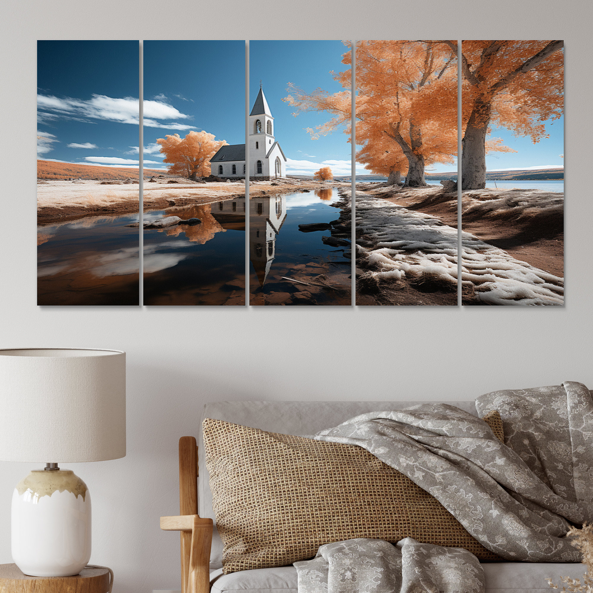 Design Art 5 Landscape Church Sacred Reflections I Wall Decor Set Metal ...