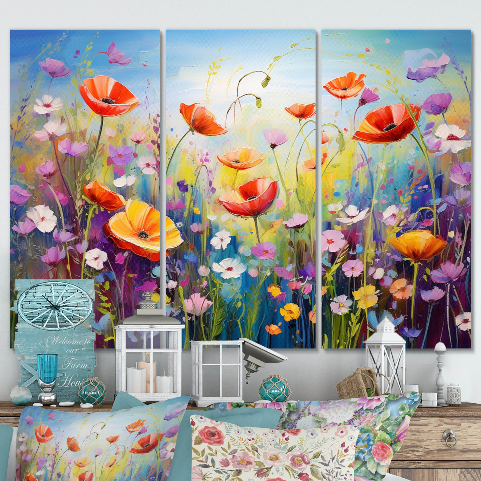 Winston Porter Wildflowers Floral Rhapsody On Canvas 3 Pieces Print ...