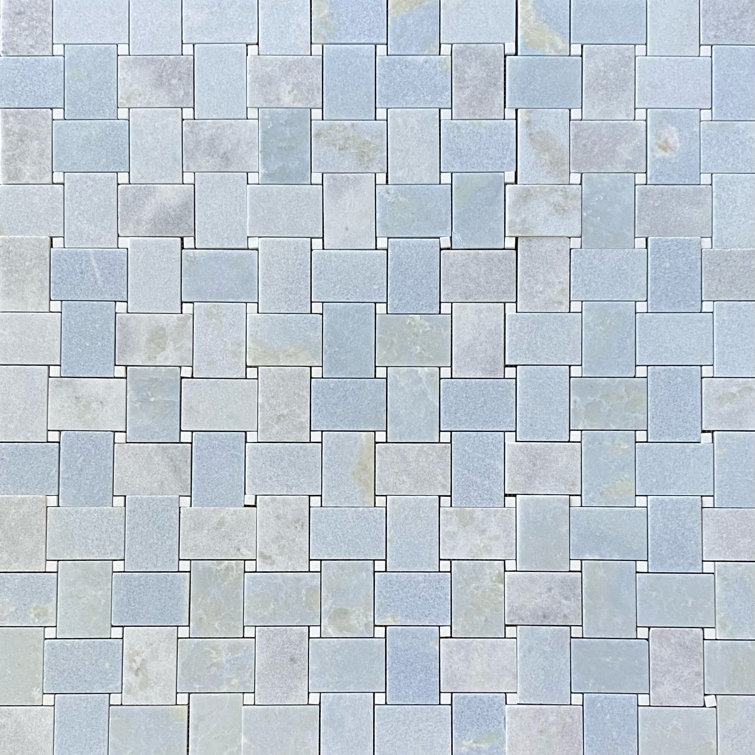 Seven Seas Collection Celeste Mega 11" x 11" Marble Basketweave Mosaic ...