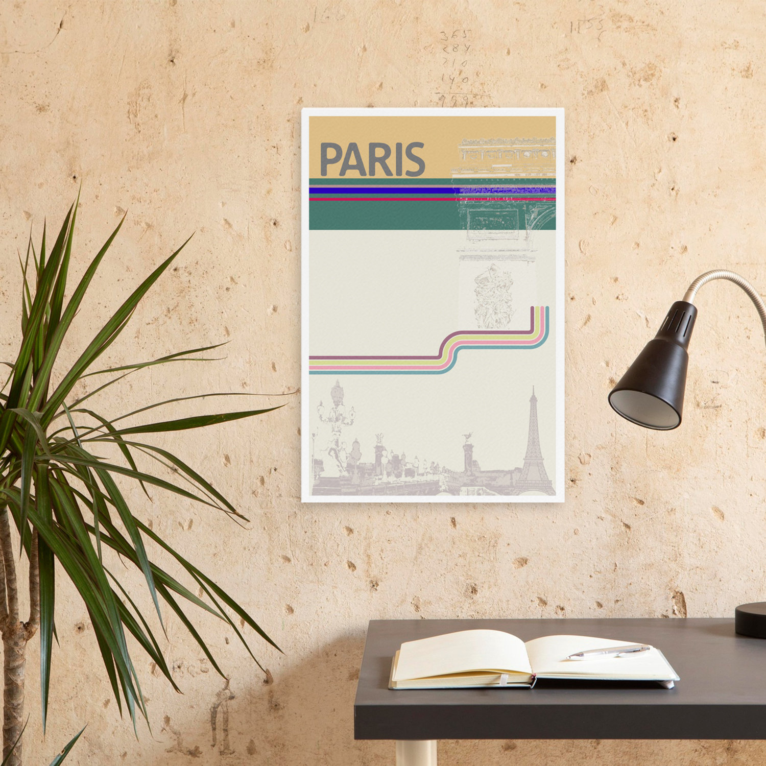 George Oliver Paris Travel And Map Poster Art Minimalist; Retro ...