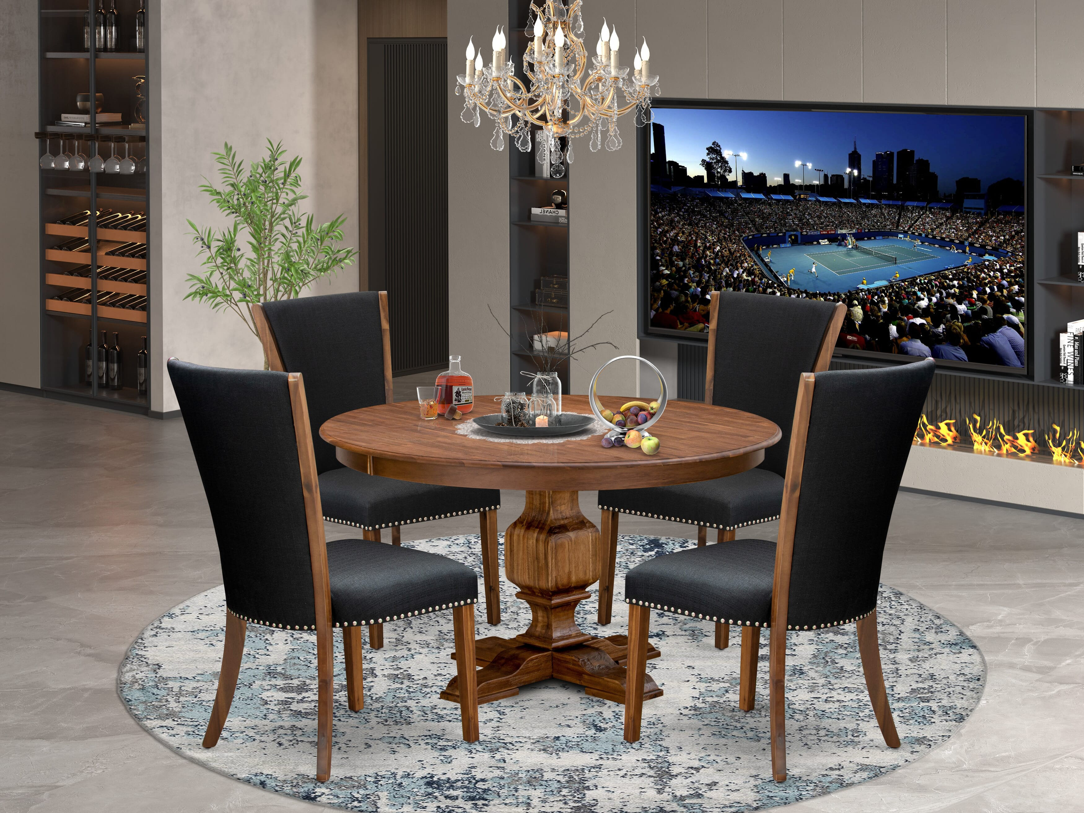 Red Barrel Studio® 5 Piece Dinette Set for 4 Contains a 54" Round Table ...