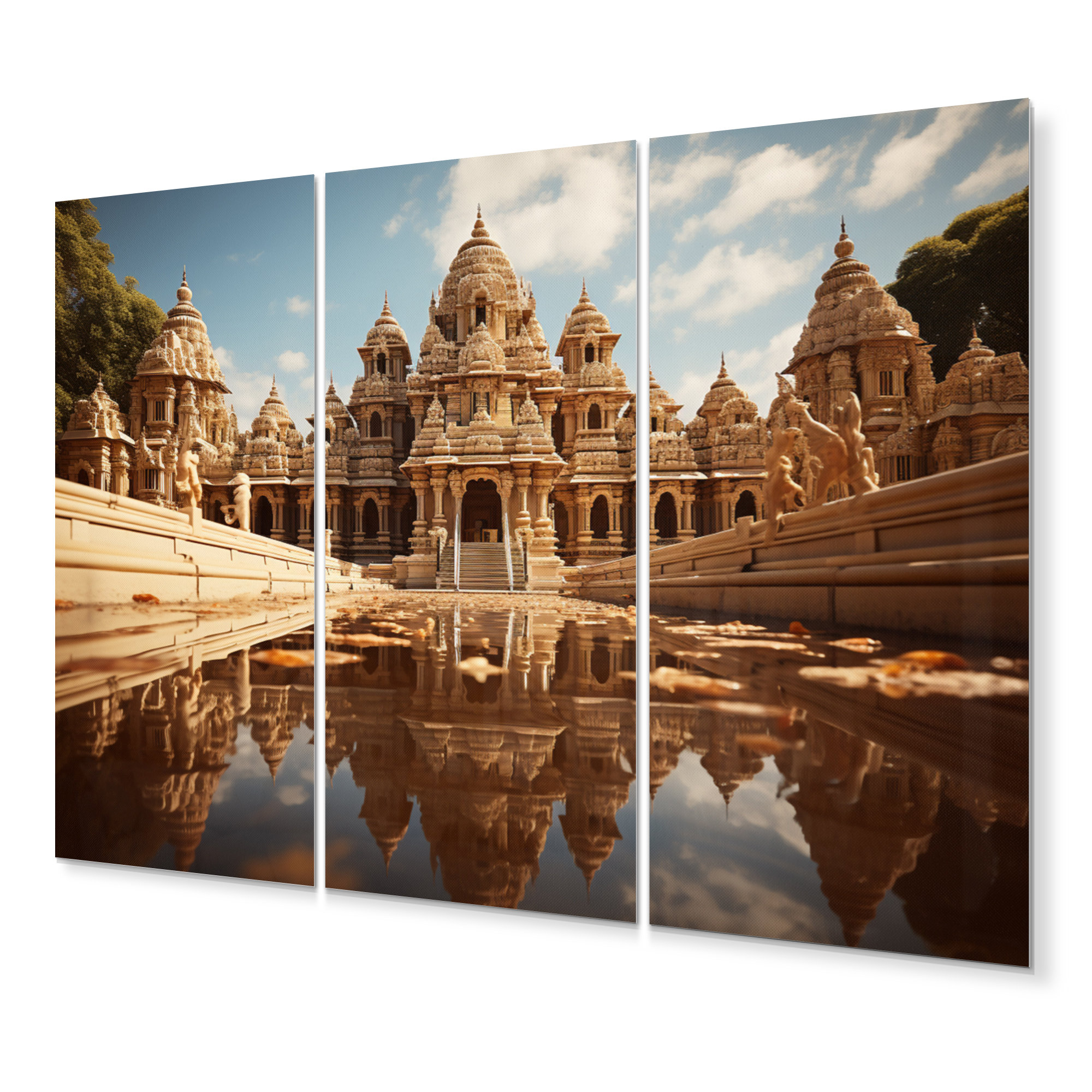 Design Art Hinduisim Art Temple Reflections I - Spiritual Metal Wall ...