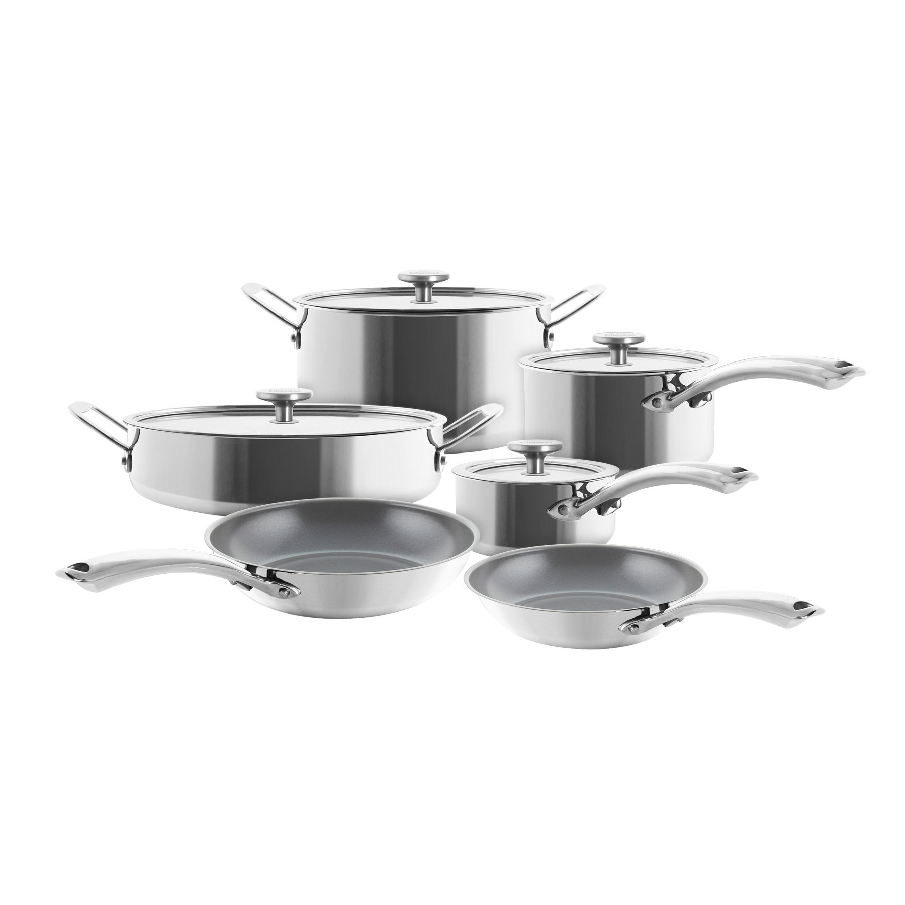 Chantal 3.Clad ™ 10 - Piece Non-Stick Stainless Steel Cookware Set ...