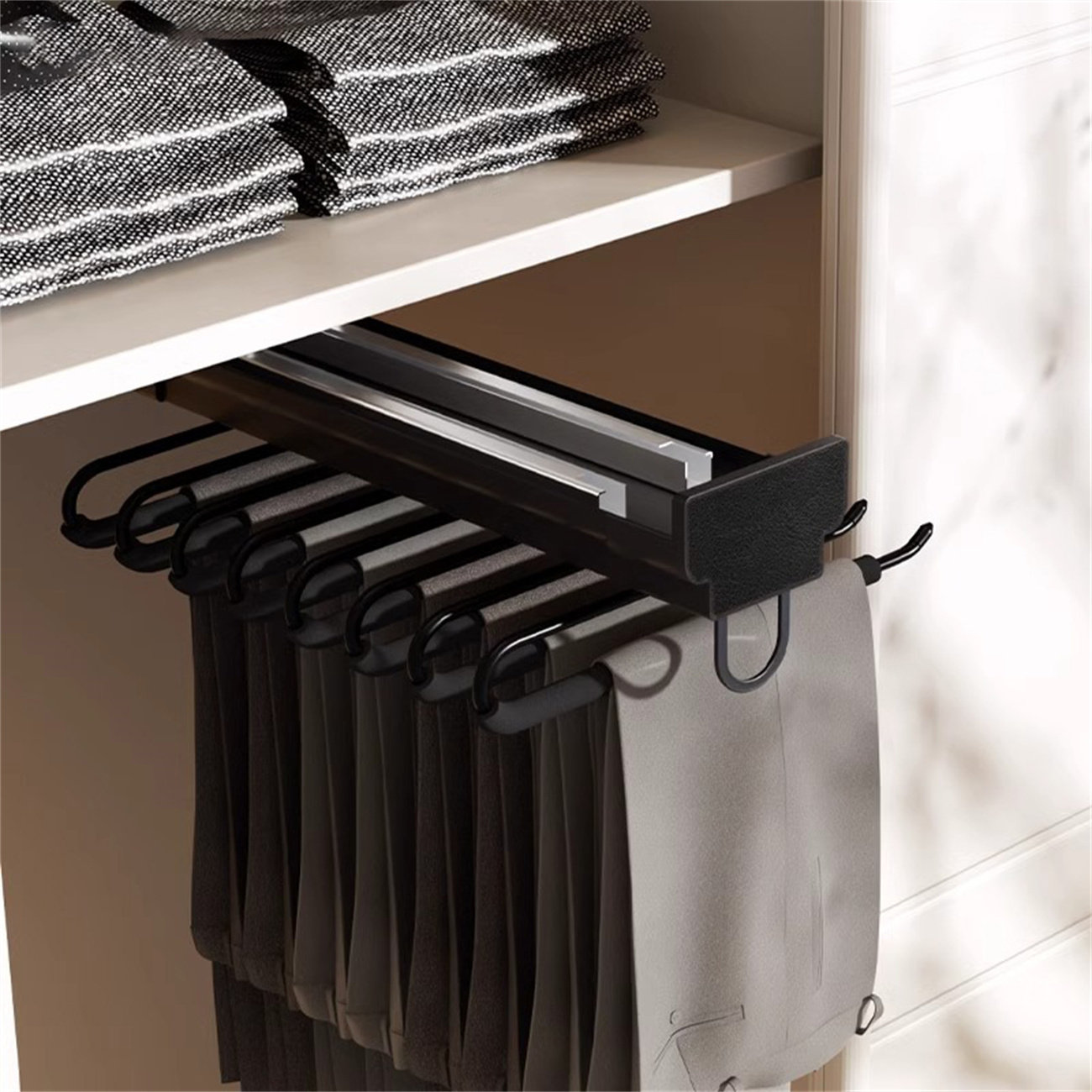 Thrones Designs Toptrack Single-Row Pull-Out Pants Rack | Wayfair