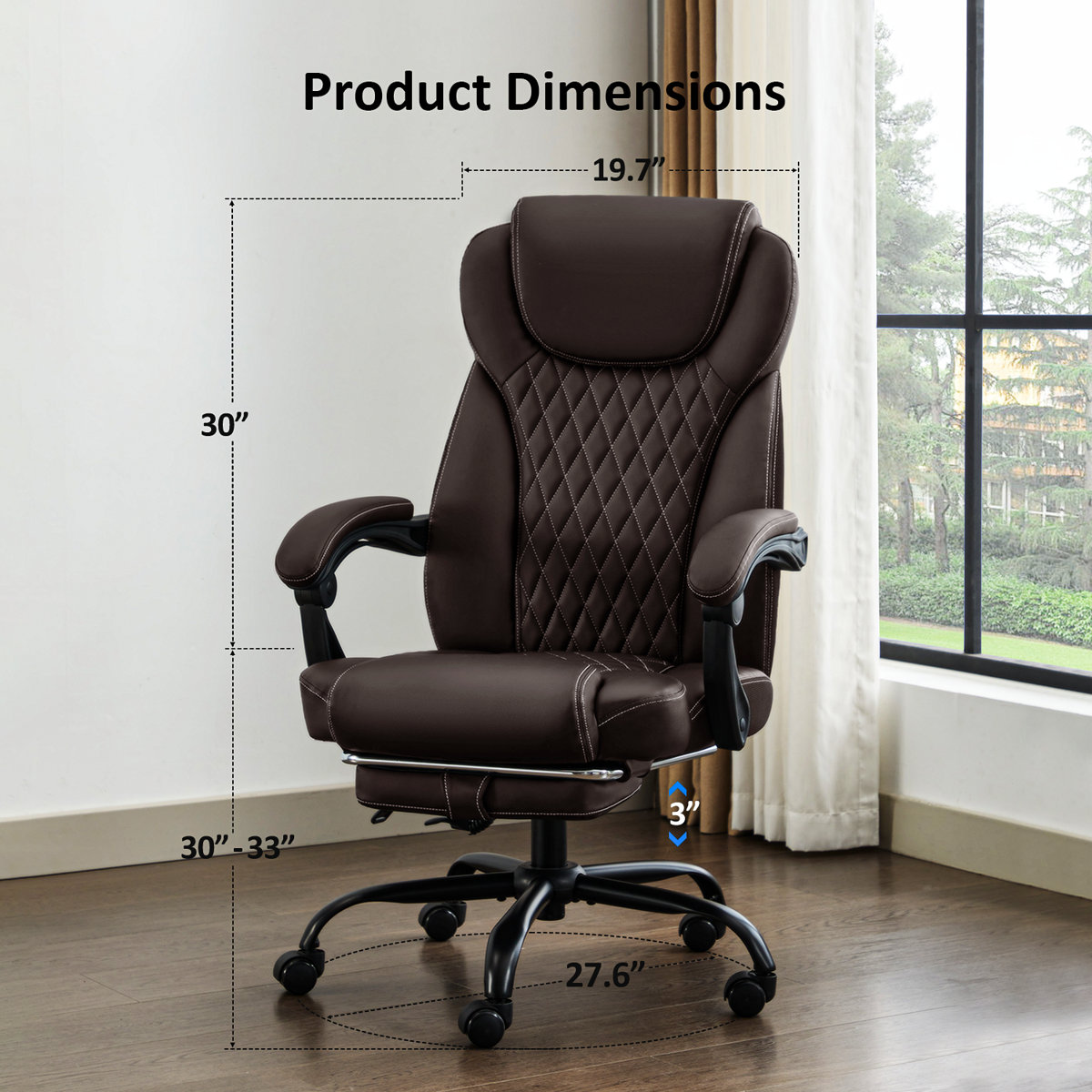 Latitude Run® Big And Tall Office Chair With Foot Rest Ergonomic Office ...