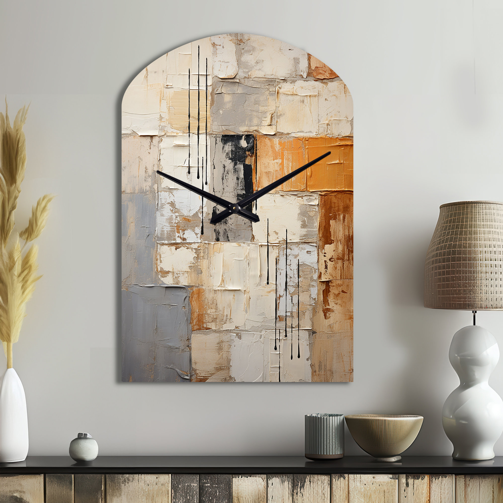 Design Art Abstraction I - Arch Shape Abstract Collages 3D Wall Clock ...