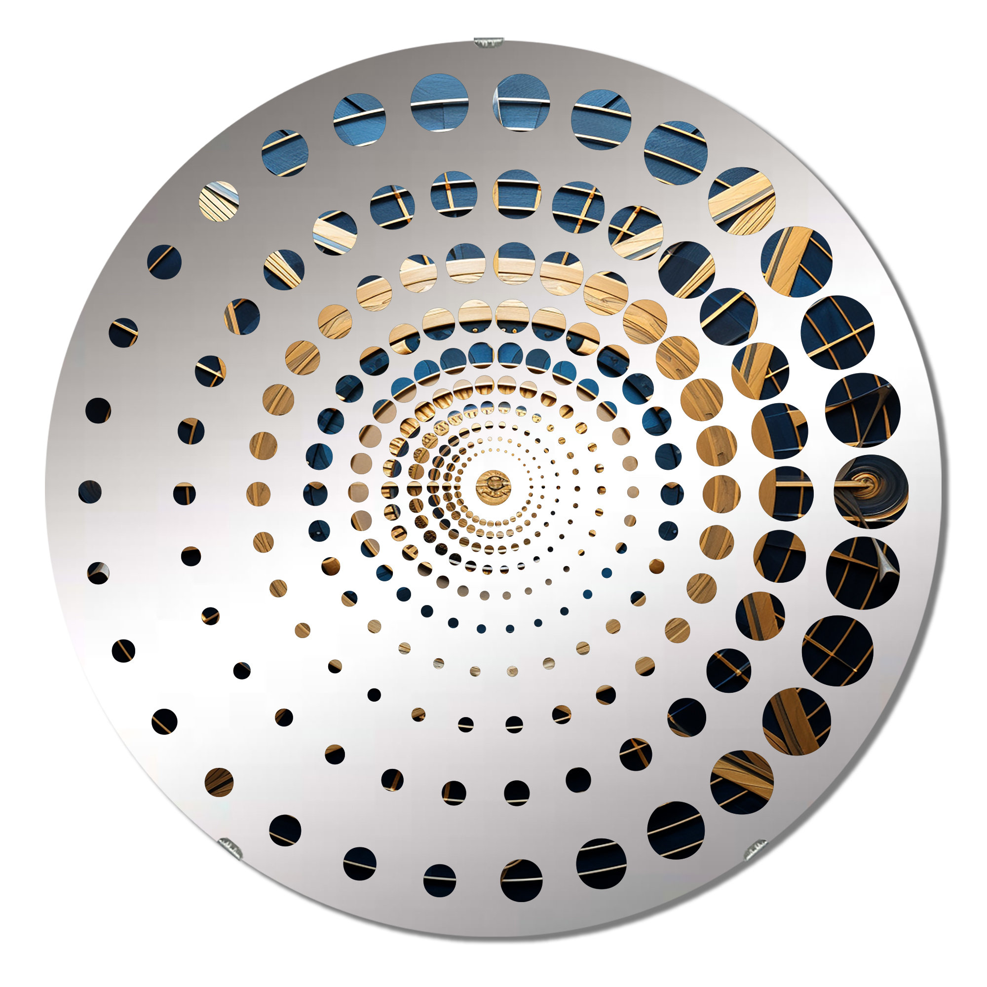 Design Art Esoteric Knowing In Teal And Gold I - Spiral Circle Wall ...