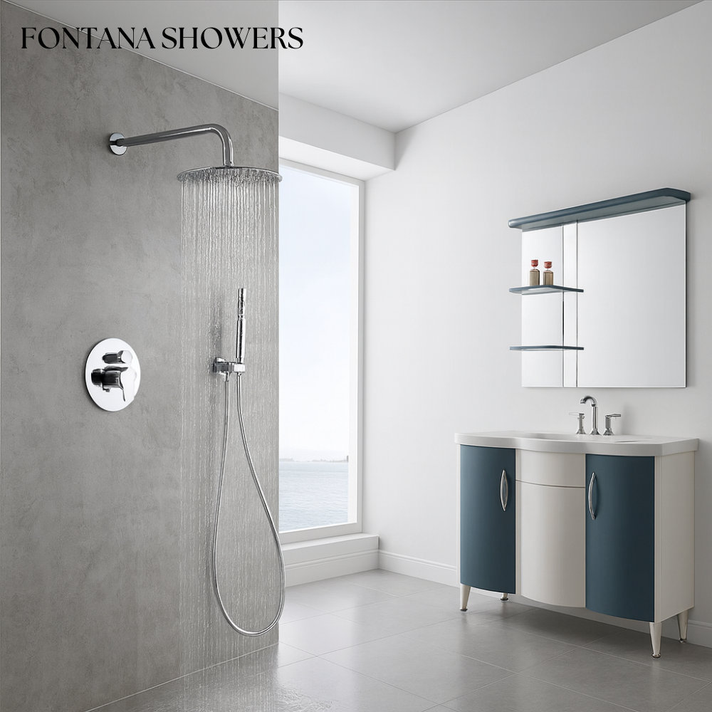 FontanaShowers Lima 2 Way Shower Set with Round Chromed Brass Shower ...
