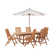 Lark Manor 6 Seater Acacia Wood Garden Dining Set Cain with Parasol (12 ...