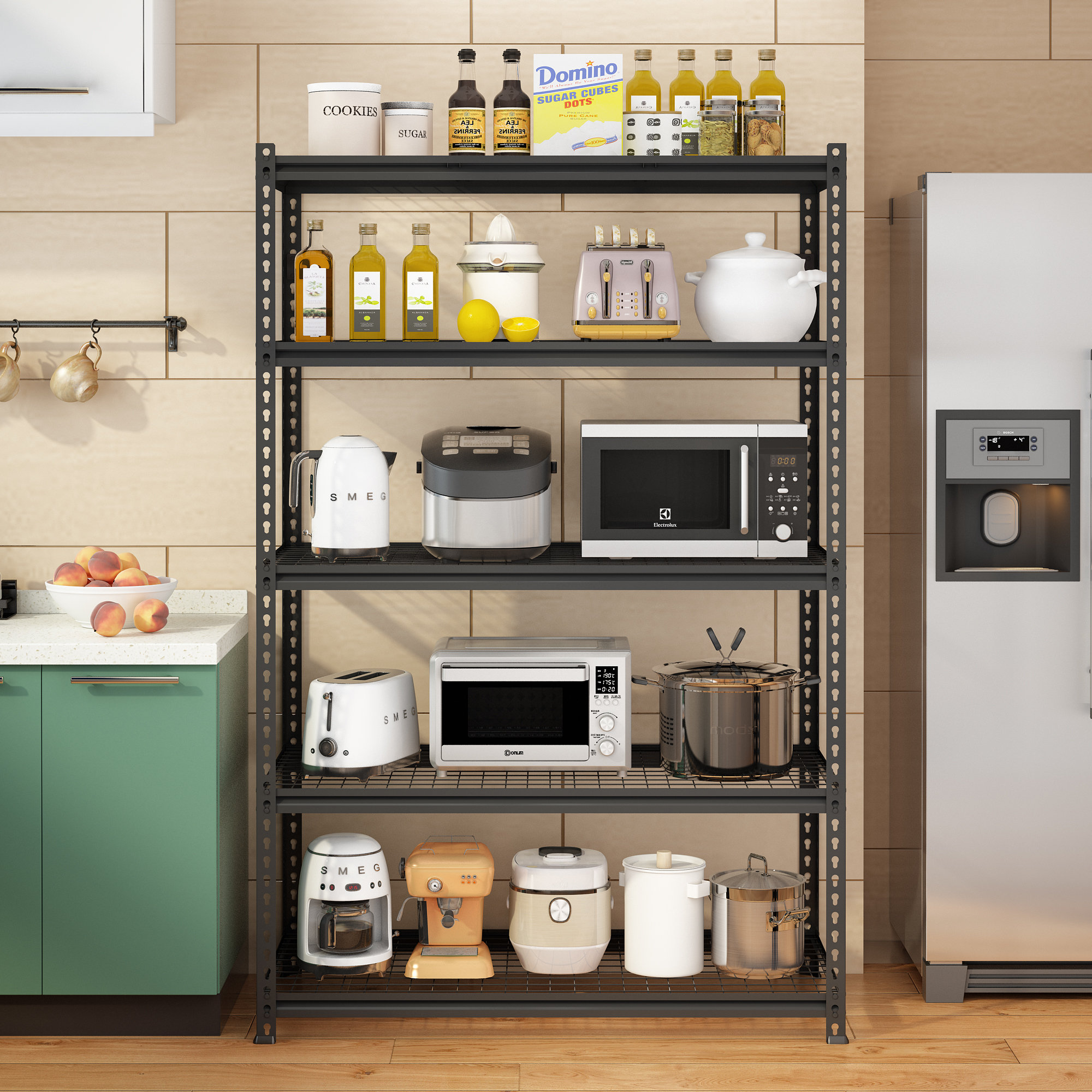 Mint Pantry 5-Tier Adjustable Black Metal Shelving Unit ,Heavy Duty ...