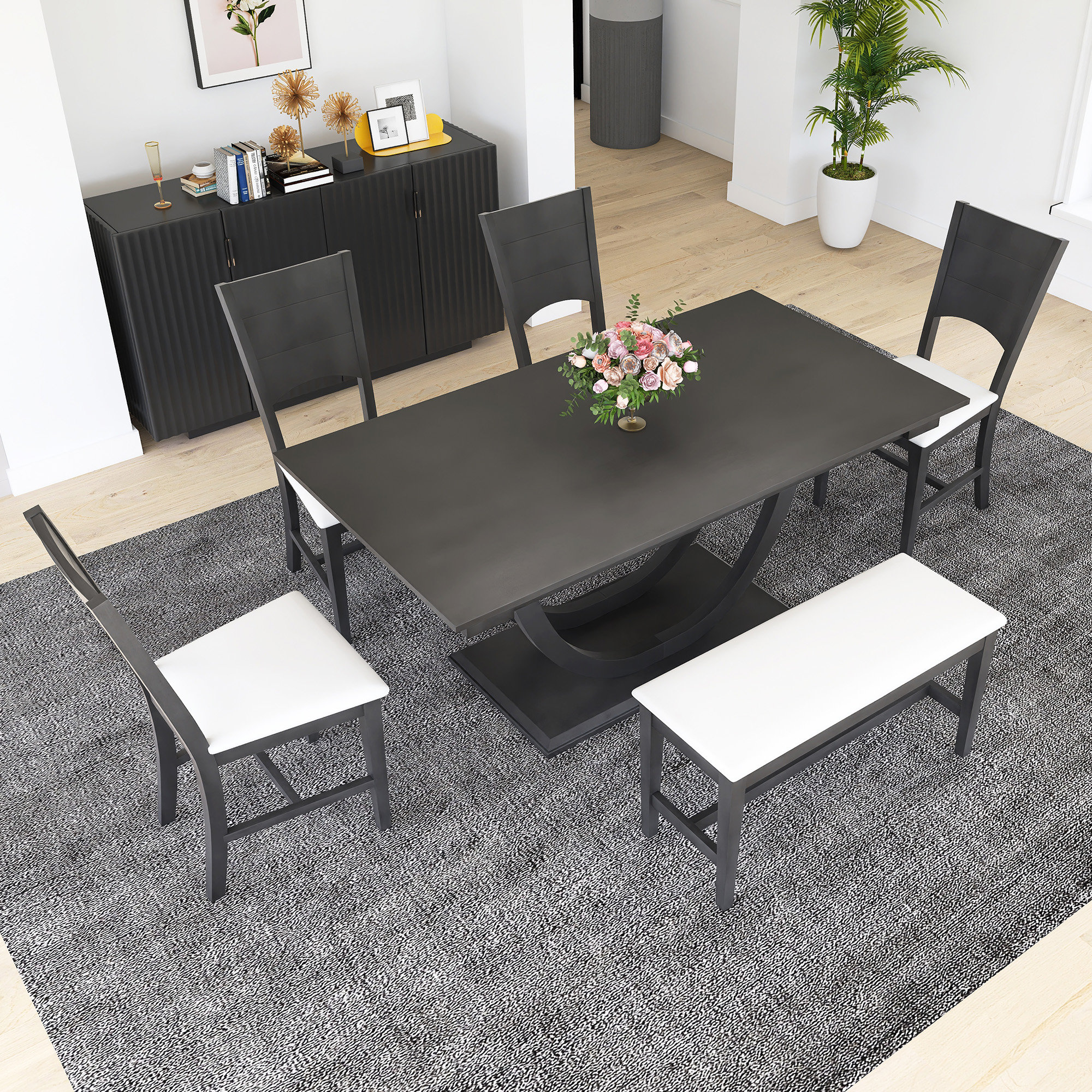 Lark Manor™ 6-Piece Wood Half Round Dining Table Set | Wayfair