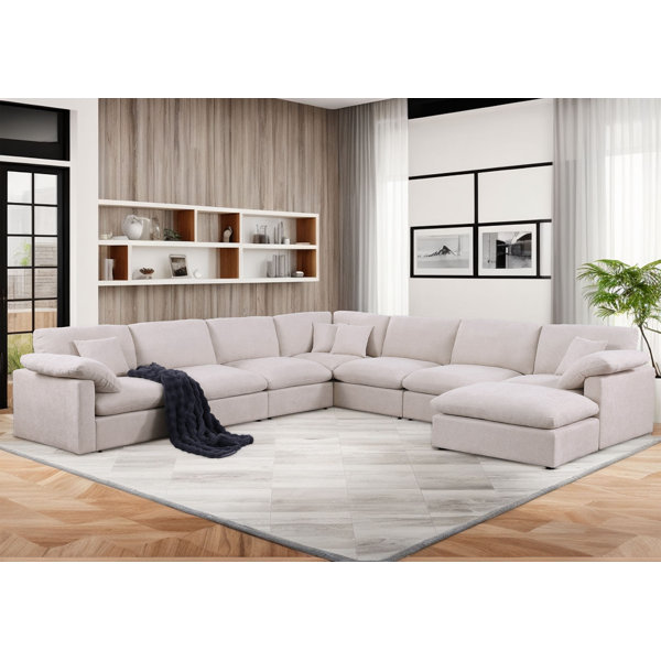 Latitude Run® 8 piece 152" Extra Deep Sectional Modern L-Shaped Modular ...