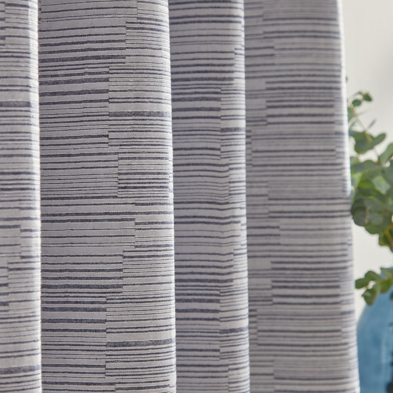 Tommy Hilfiger Offset Grid Cotton Blend Striped Semi-Sheer Grommet ...