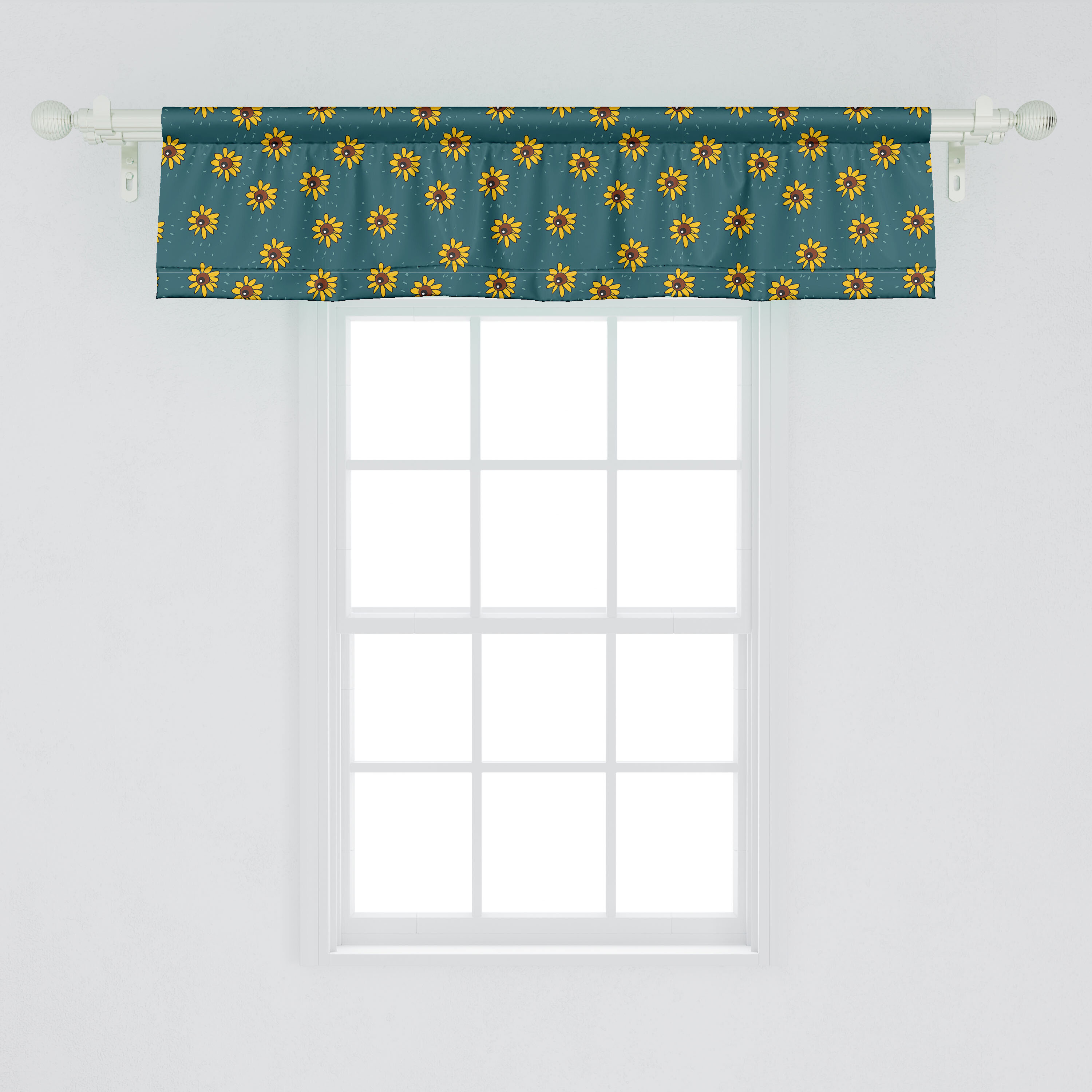 Ambesonne Sunflower Valance Pack of 2 Nature Style Dark Teal Yellow ...
