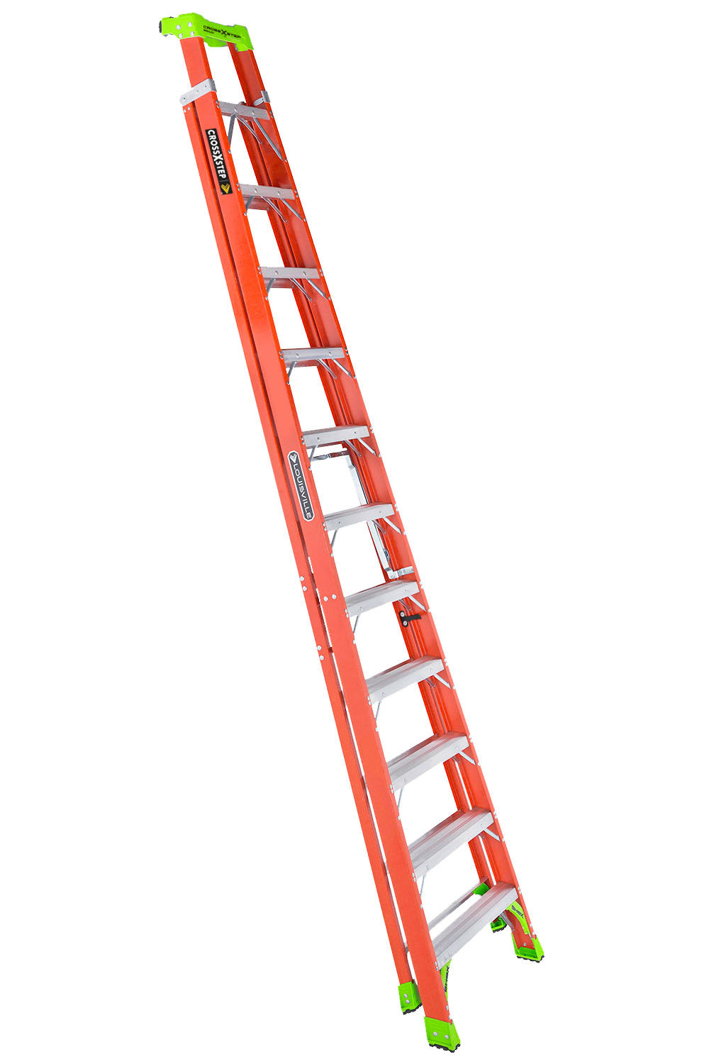 Louisville Ladder 12 ft. Fiberglass Cross Step Ladder with 300 lbs ...