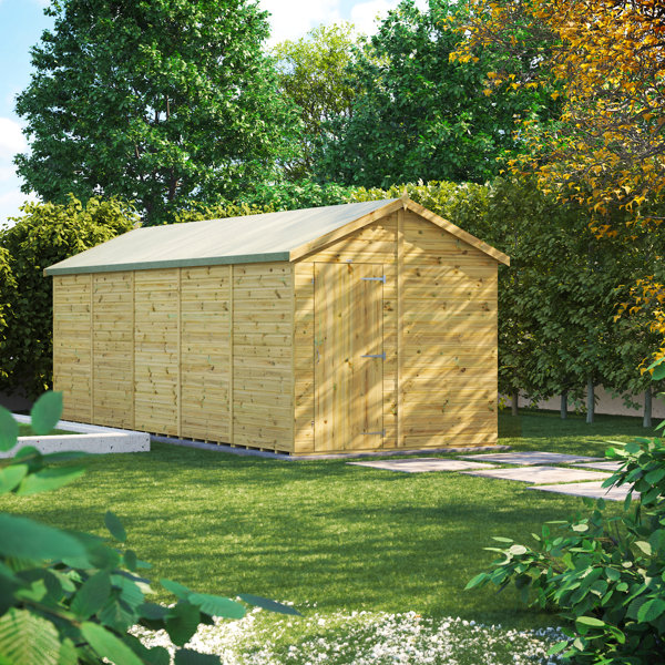 POWERSHEDS 8 ft. W x 20 ft. D Power Premium Apex Pressure Treated ...
