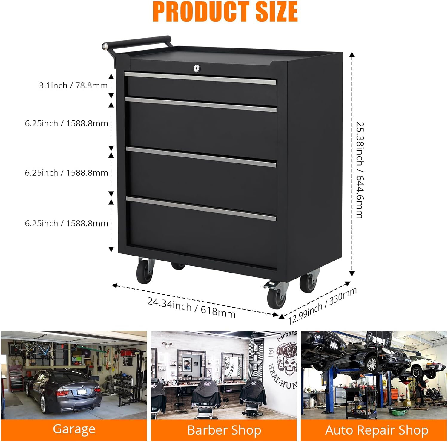 Ebern Designs 4 Compartment Tool Box, 4 Compartment Chest With Drawers ...