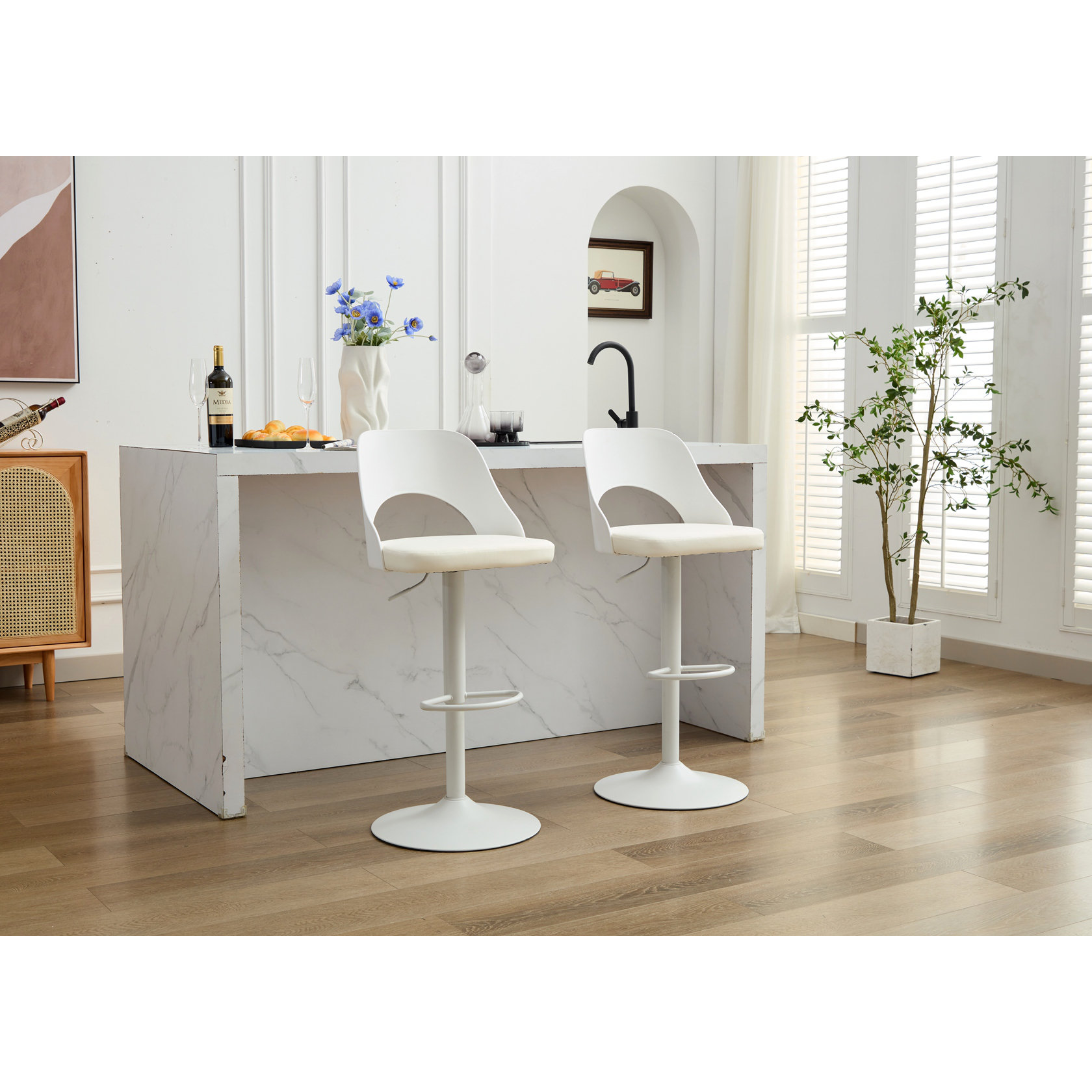 Brayden Studio® Bar Stools Set Of 2 Modern PU Counter Height Barstool ...