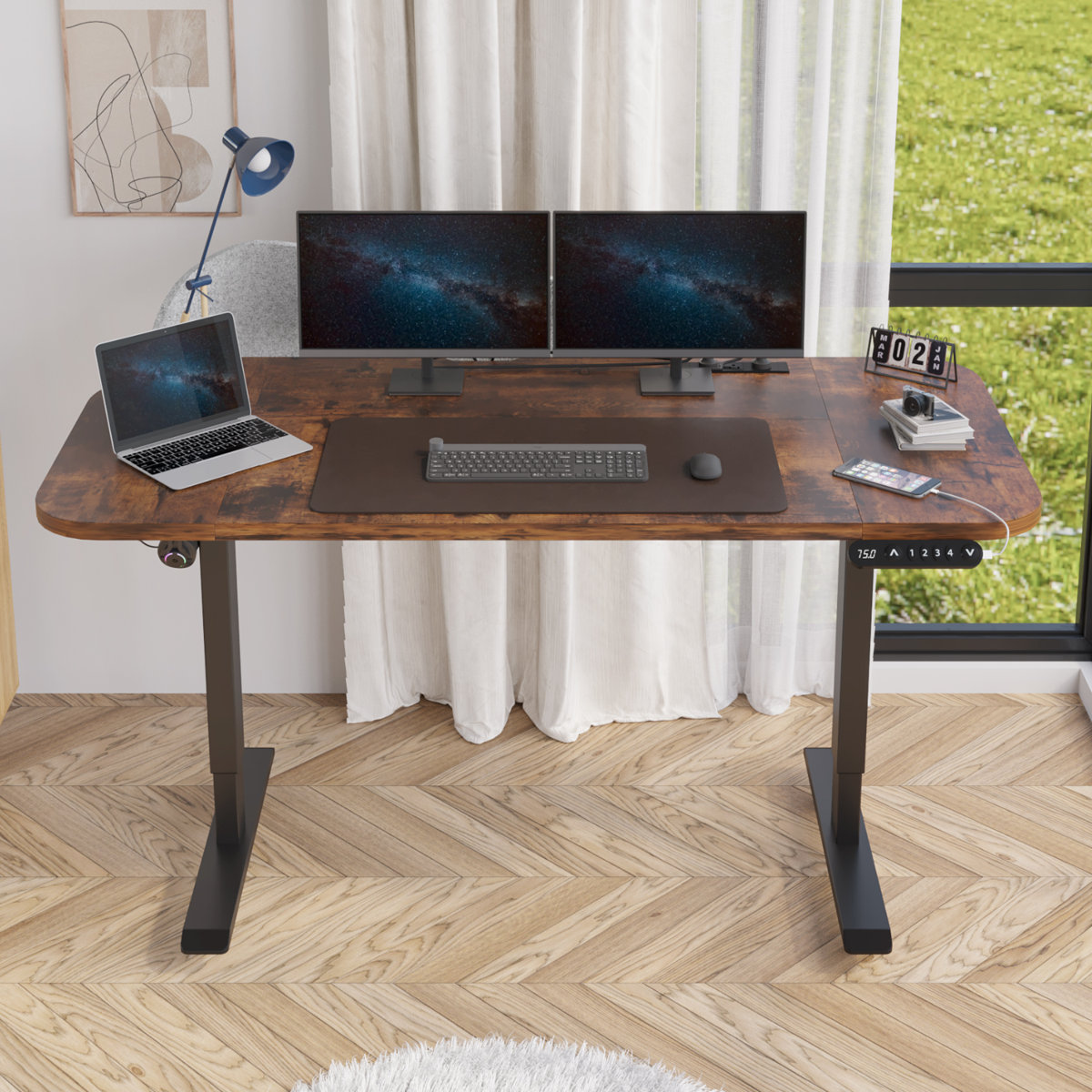 Inbox Zero 63'' Height Adjustable Standing Desk | Wayfair