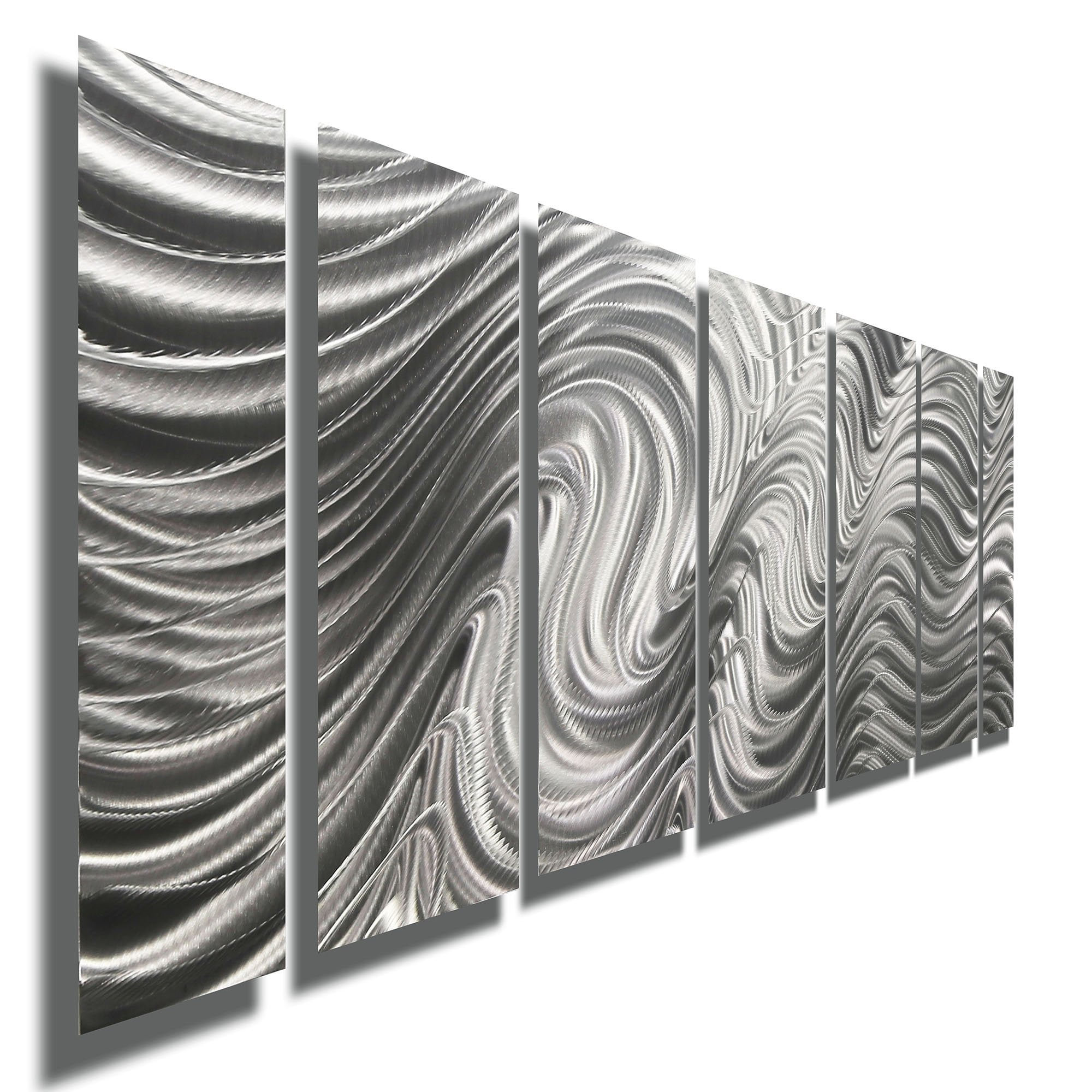 Orren Ellis Hypnotic Sands Silver 7 Panels Metal Wall Art - Modern ...