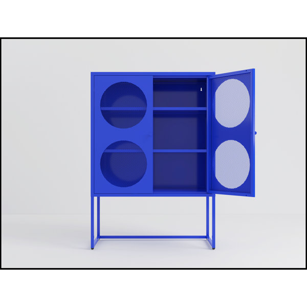 Hokku Designs Garonne Modern Blue Storage Cabinet with Doors ...
