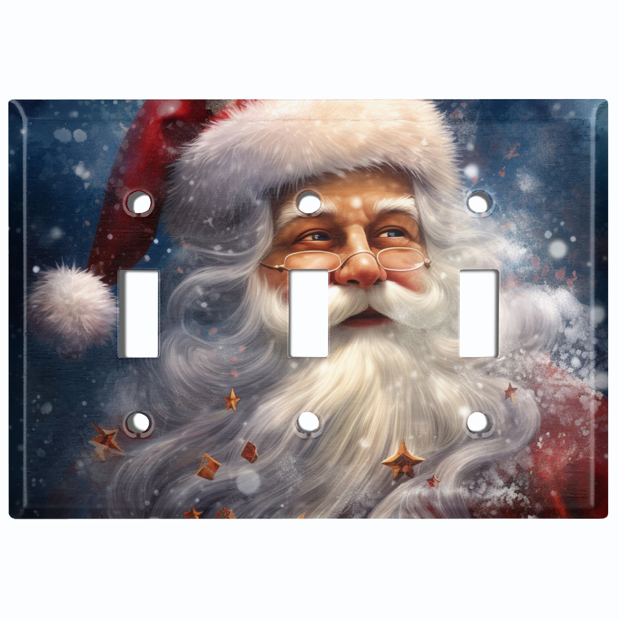WorldAcc Christmas Santa Claus 3-Gang Toggle Light Switch Wall Plate ...