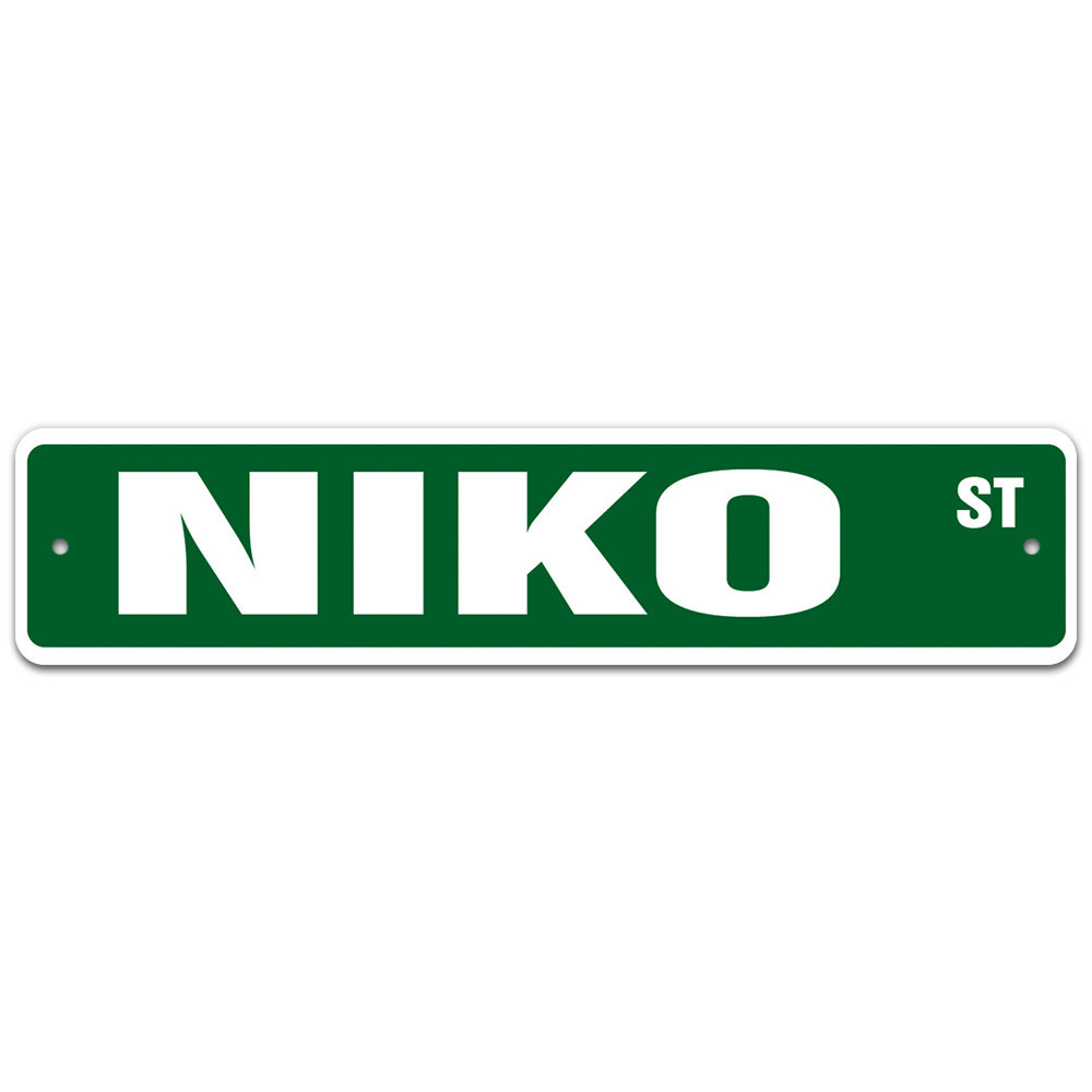 Trinx NIKO Aluminum Street Sign Childrens Name Room Metal Sign ...