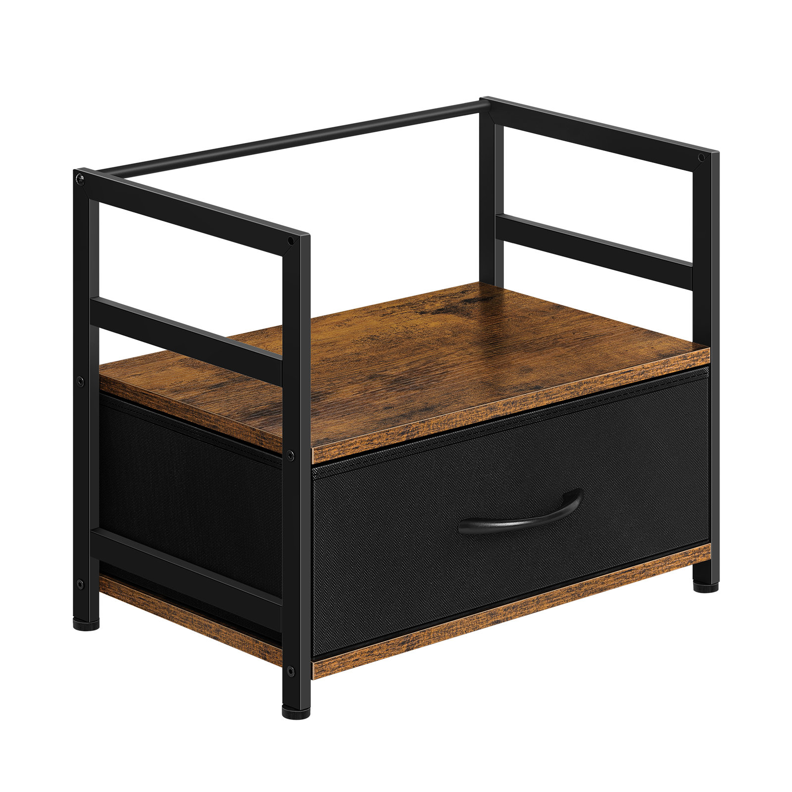17 Stories Desktop Storage Rack with Fabric Drawer Brown | Wayfair
