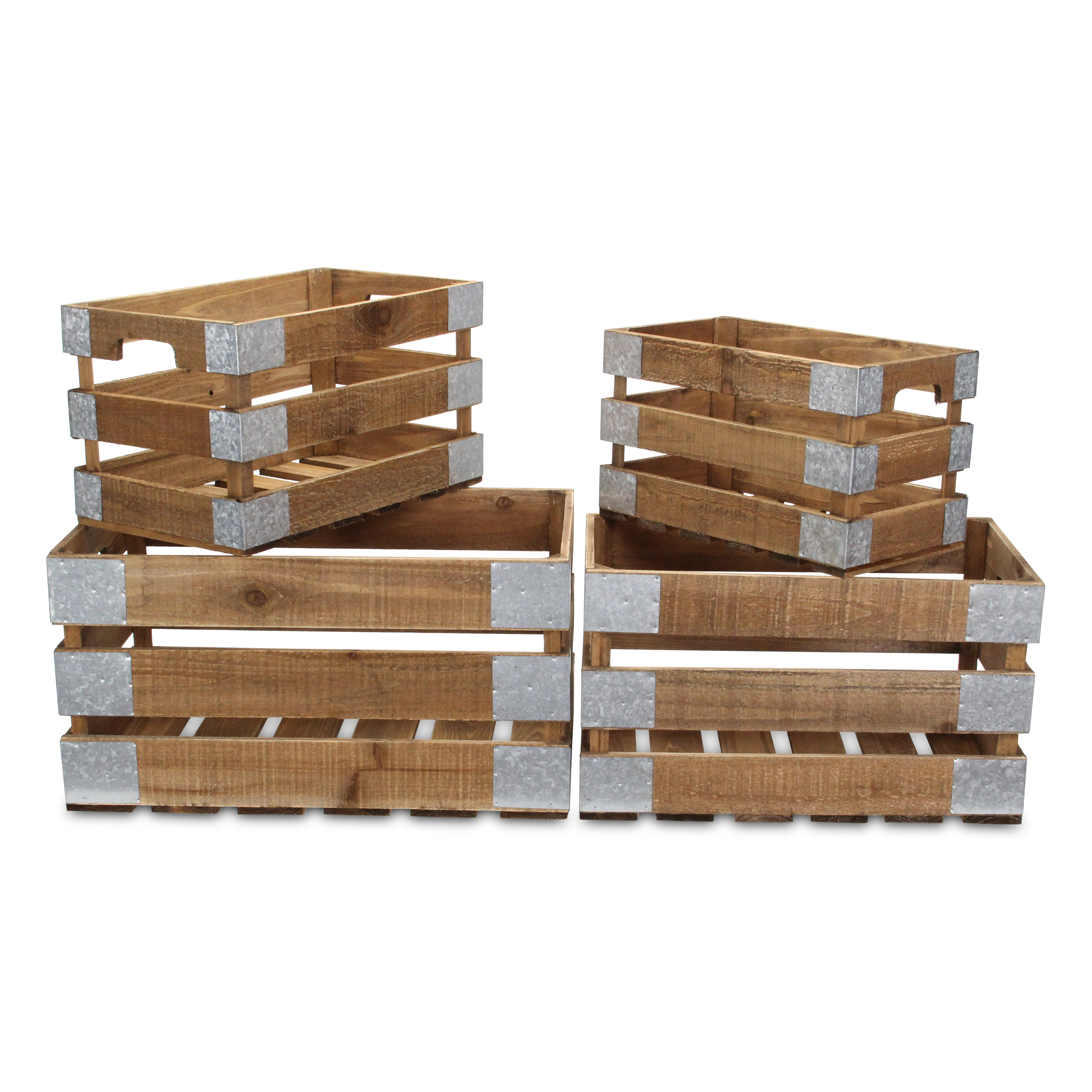 Gracie Oaks Wood 4 Piece Crate Set | Wayfair