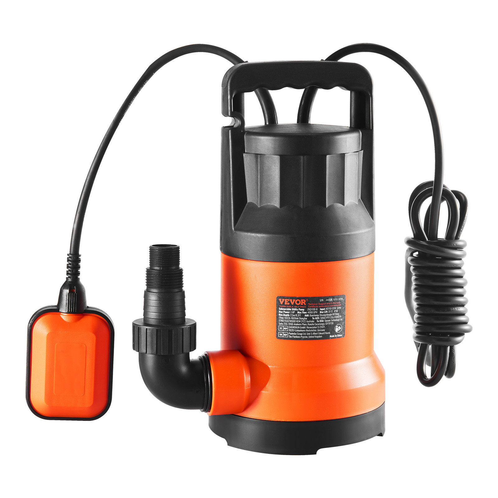 VEVOR Submersible Utility Pump Sump Pump 1 HP 4000 GPH | Wayfair