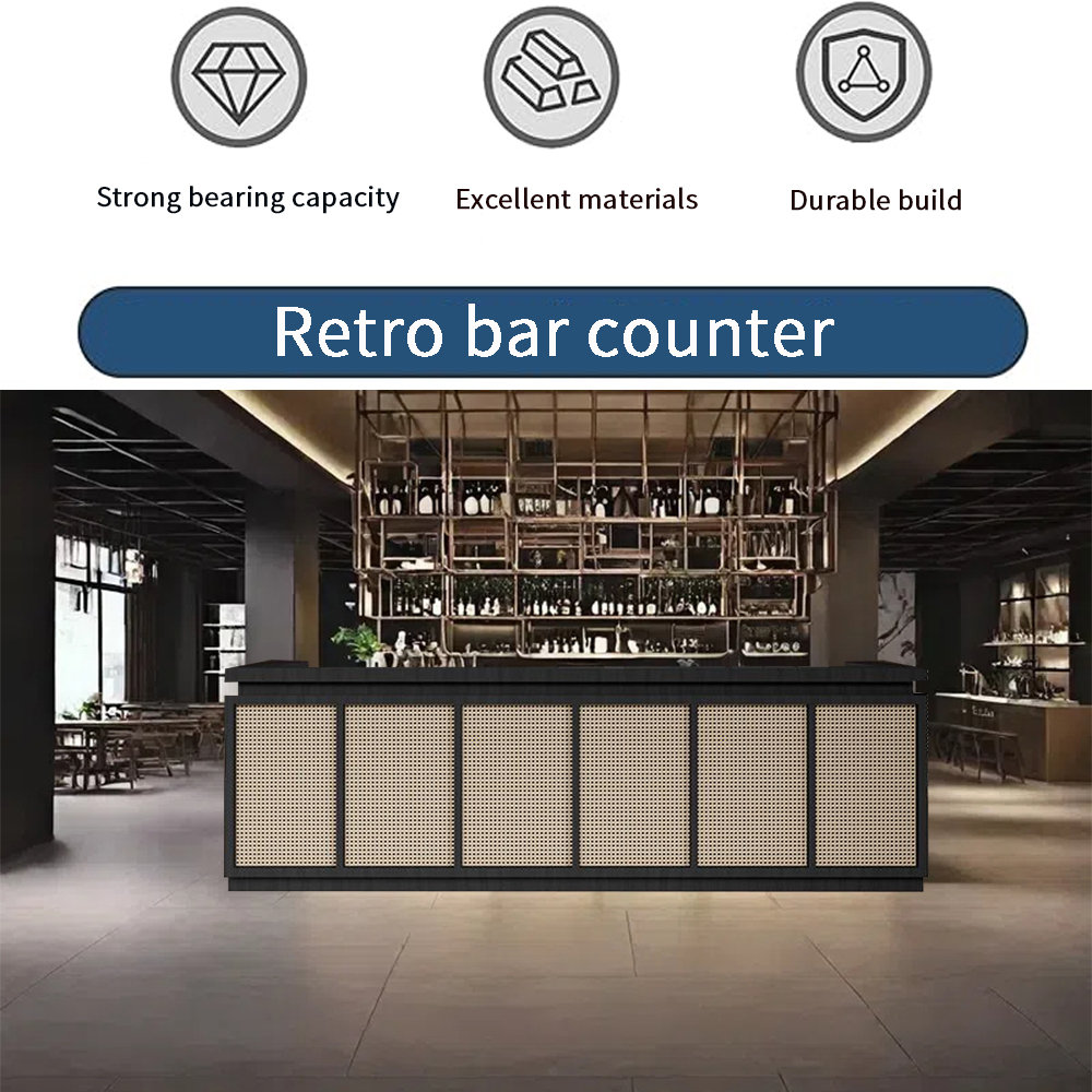 KPXU Bar Counter 110.23-Inch Front Desk Bar Service Counter with Wine ...