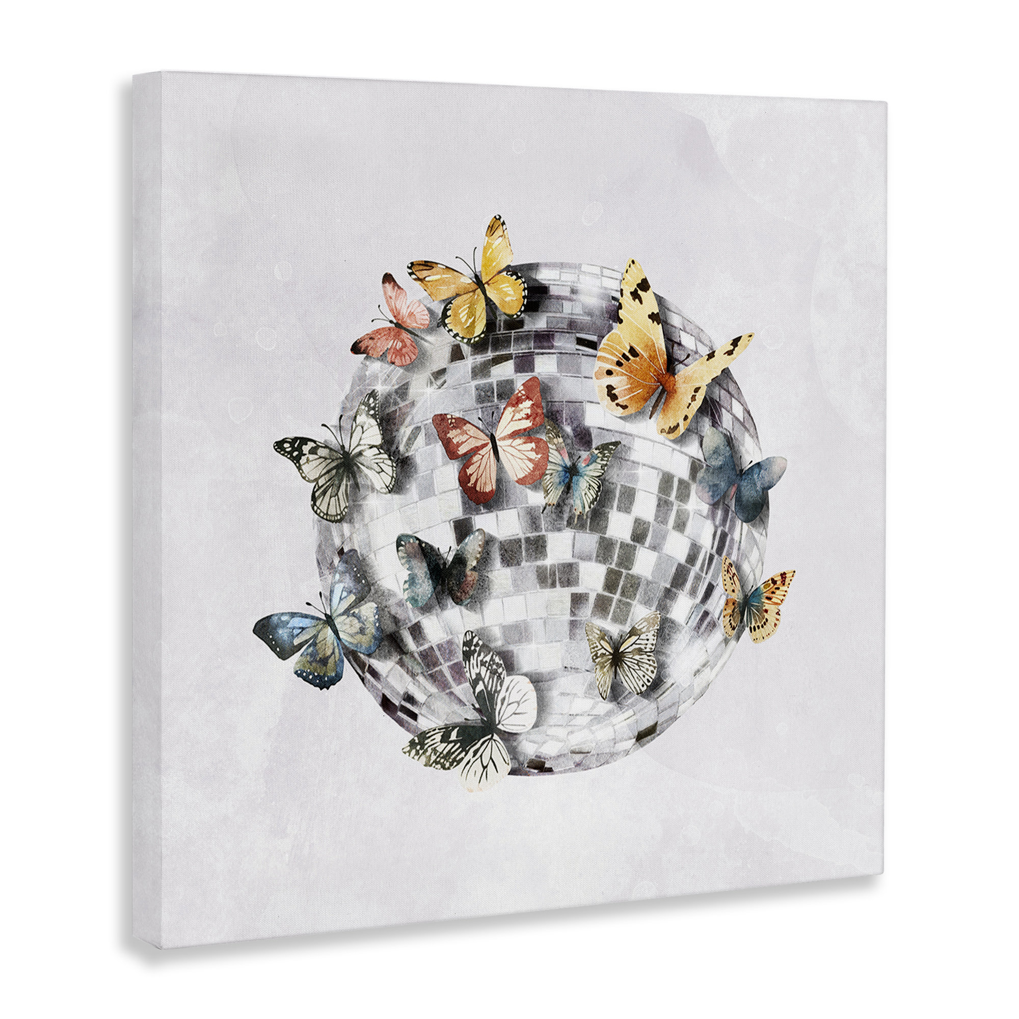 Trinx Butterflies on Disco Ball Canvas Wall Art by Svetlana Aleynikova ...