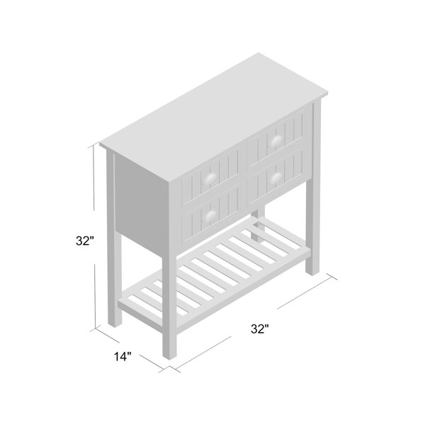 August Grove® Bailey Bead Board Four-Drawer Console Table with Shelf ...