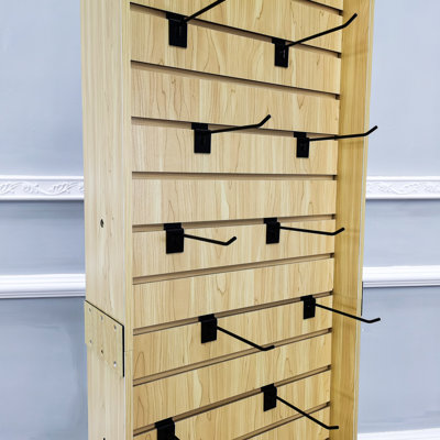 FixtureDisplays Double Sided Slatwall Rotating Display Wood Floor ...