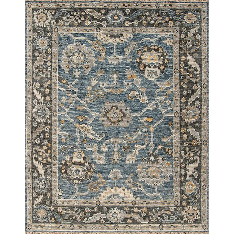 Samad Rugs Cascade Wool Oriental Area Rug in Denim/Charcoal | Perigold