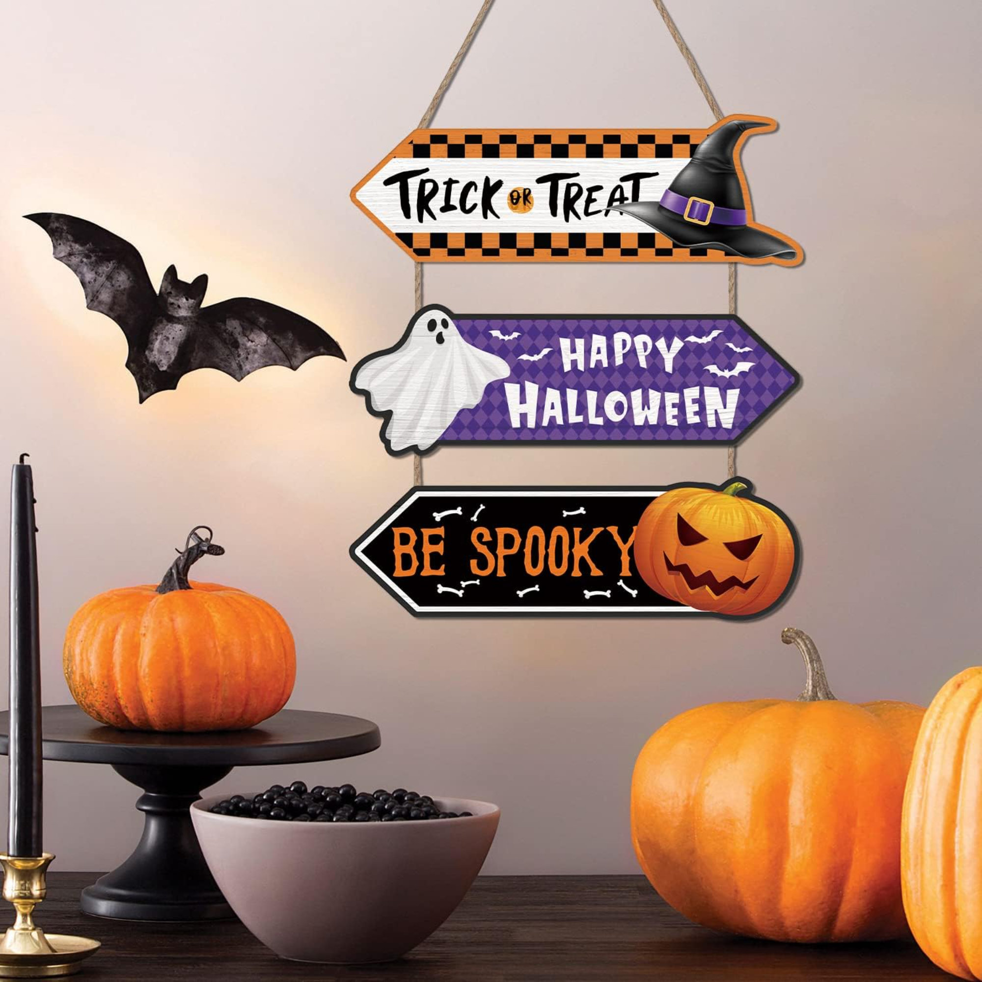 The Holiday Aisle® Happy Halloween Signs Decorations,Trick Or Treat ...