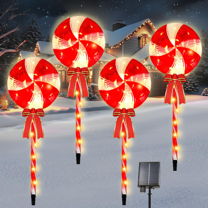 Ophelia & Co. 4-Pack Lollipop Peppermint Pathway Lights - Warm White ...