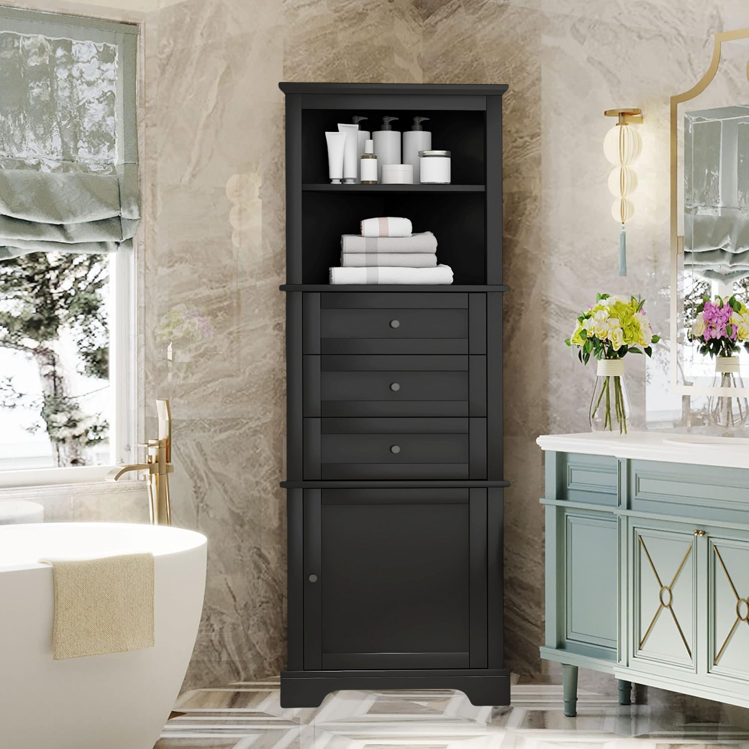 Red Barrel Studio® Freedstanding Triangle Tall Cabinet With 3 Drawers ...