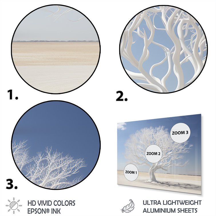 Latitude Run® Grey And White Winter Tree - Landscape Trees Metal Wall ...