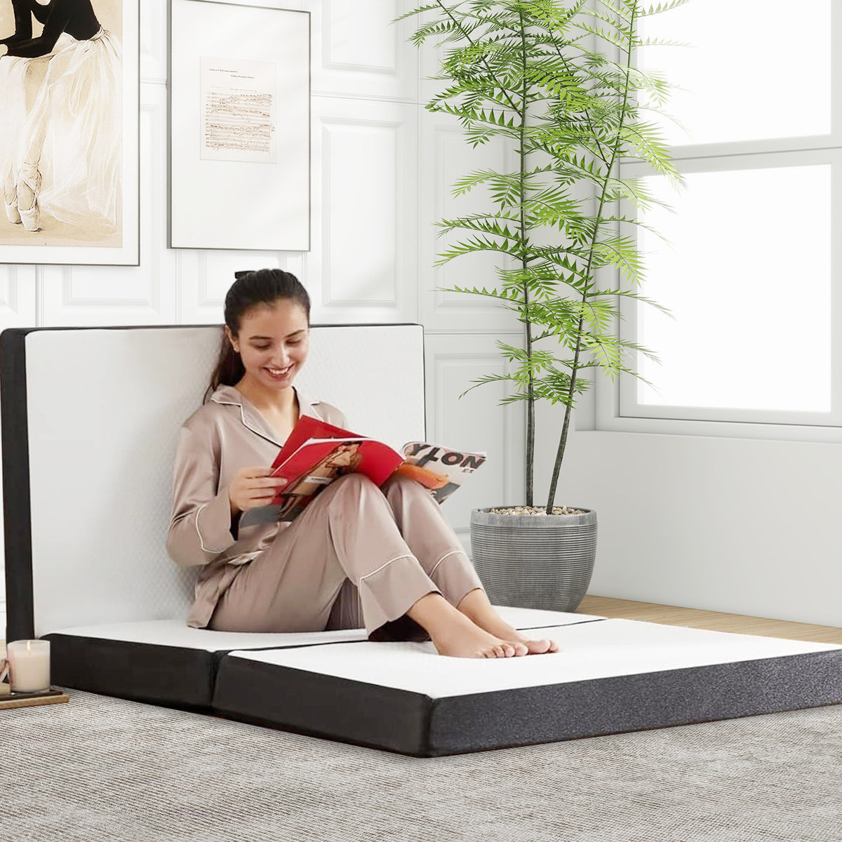 Alwyn Home Kawakami 4'' Mattress Foundatoin Green Tea Infused Infused ...